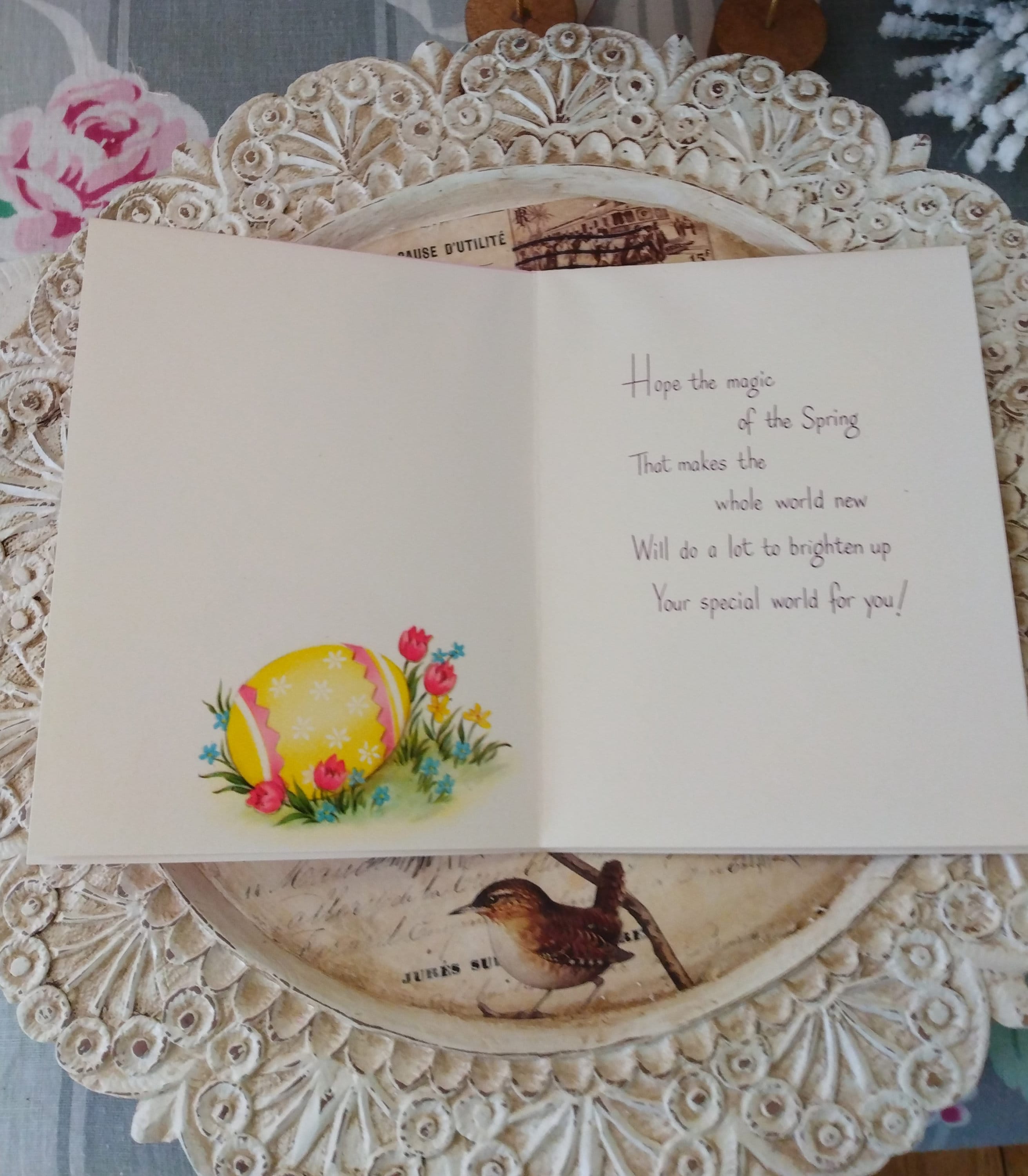 1950s Carrington Vintage Easter Greeting Card Baby Chick Easter Egg ...