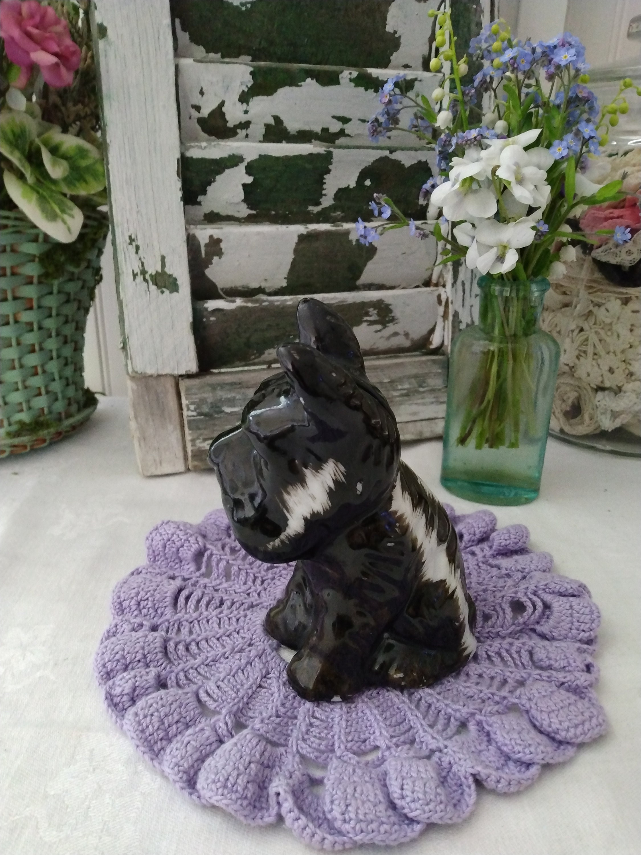 Vintage Ceramic Black Scotty Dog Coin Bank Japan | Etsy