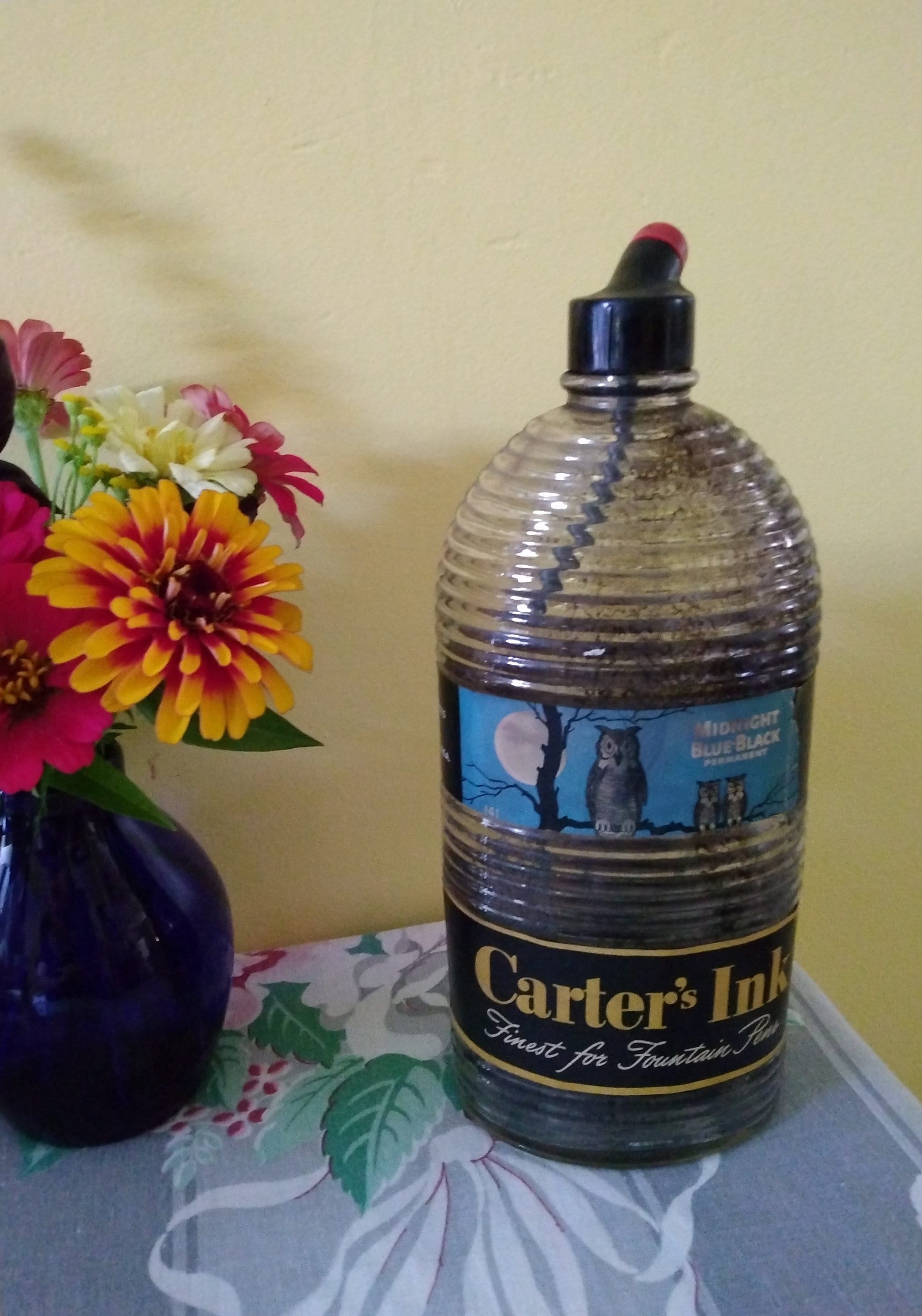 Vintage Carter's Ink Beehive Glass Bottle Spooky Owl - Etsy