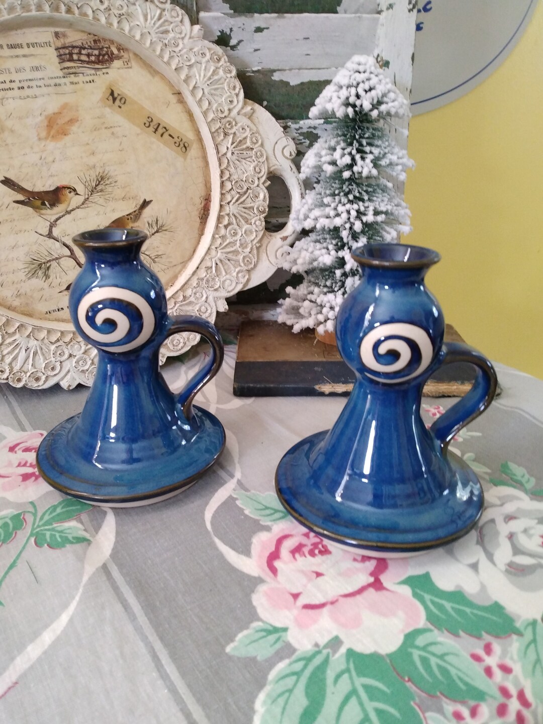 Jack O'patsy Pottery Celtic Candle Stick Holders Vintage Pottery Set of ...