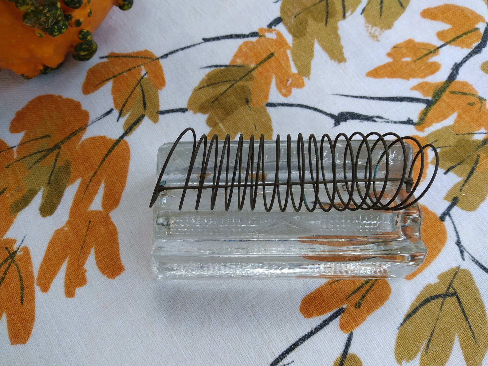 Vintage Mid Century Wire Coil Glass Letter Holder Paperweight - Receipt ...