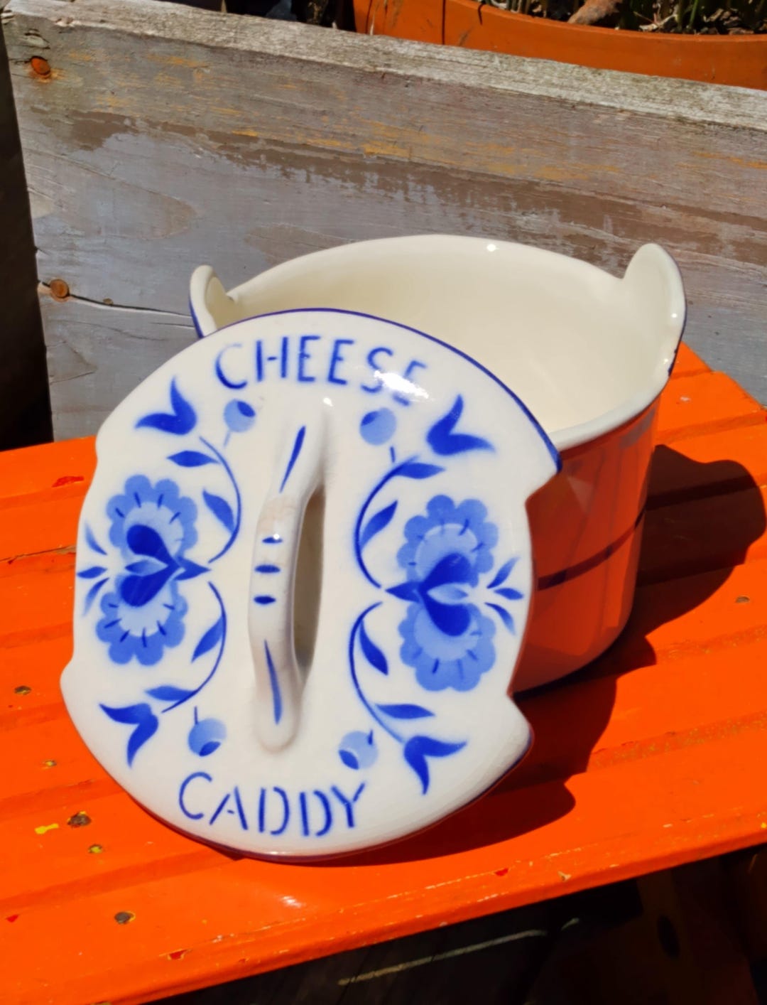 Vintage Blue Delf Ceramic Cheese Caddy - Etsy
