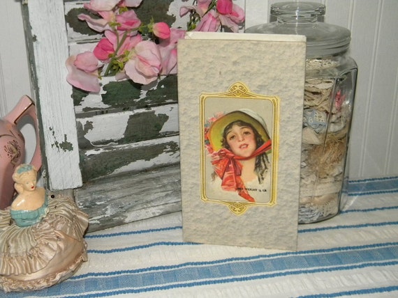 Beautiful Antique Edwardian Candy Box Pretty Girl Floral Hat | Etsy