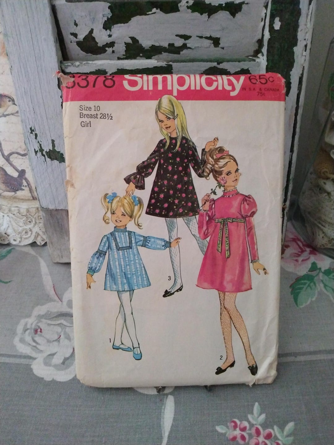 Vintage 1969 Simplicity Pattern 8378 Girls Dress Three Sleeves Cut ...