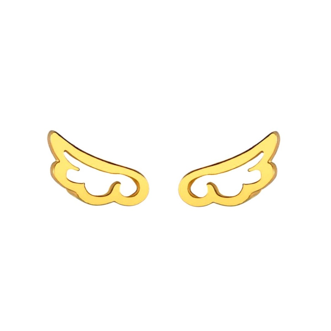 Cute Small Angel Wing Gold Color Minimal Stud Earrings - Etsy