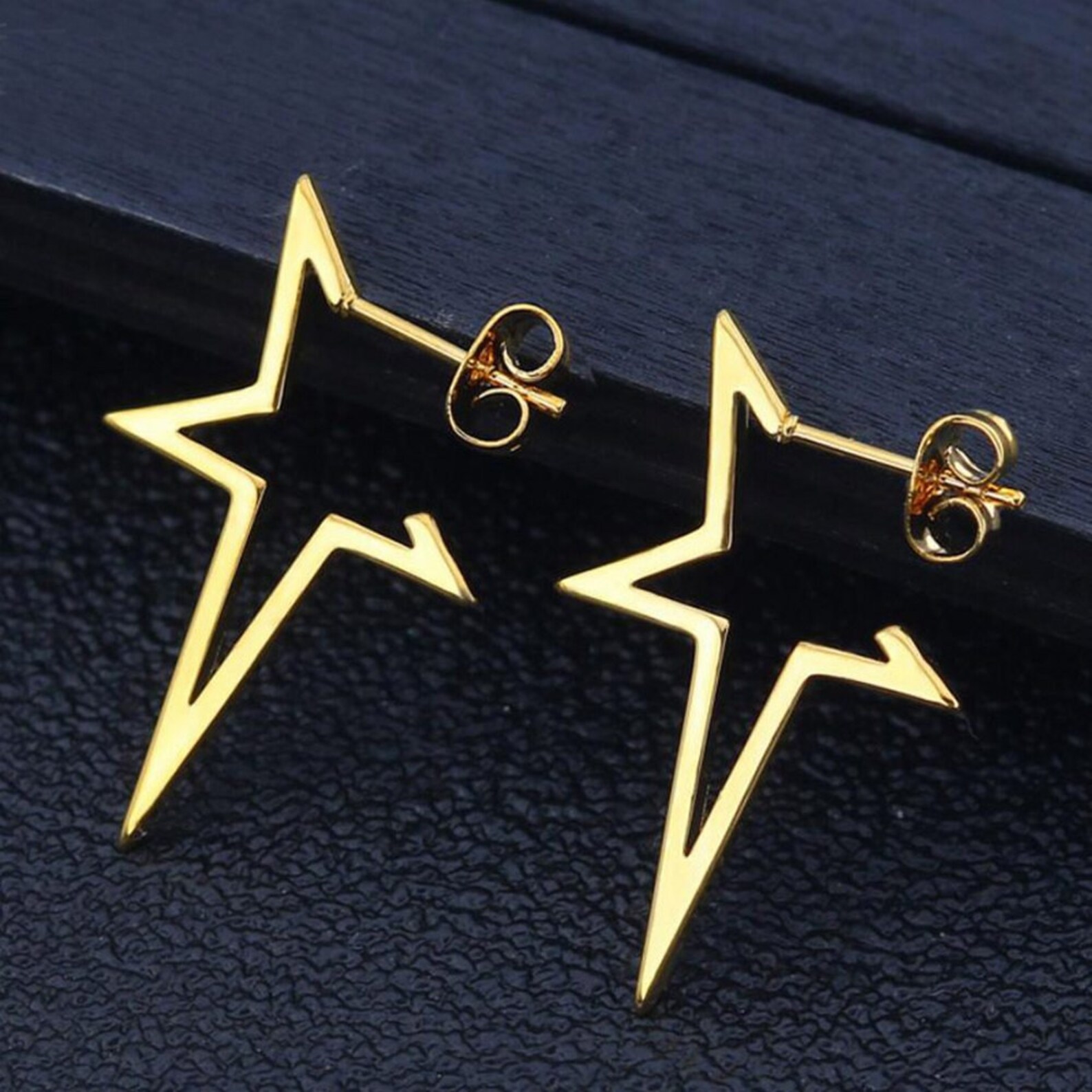 Novelty Open Hollow Star Highly Polished Mirror Finish Gold | Etsy