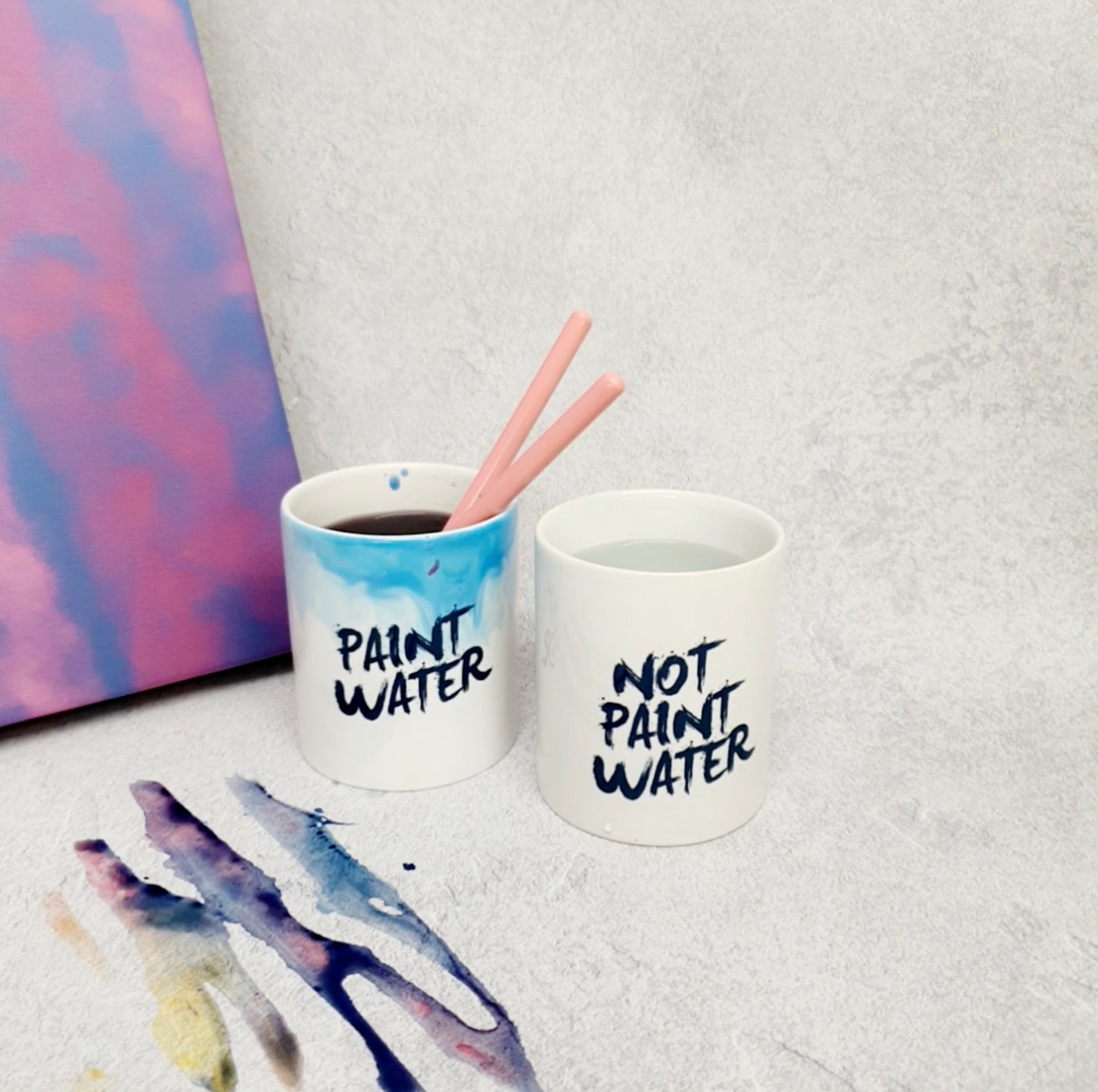 Paint Water & Not Paint Water Pots Brushes Pot Funny Gift for Painters ...