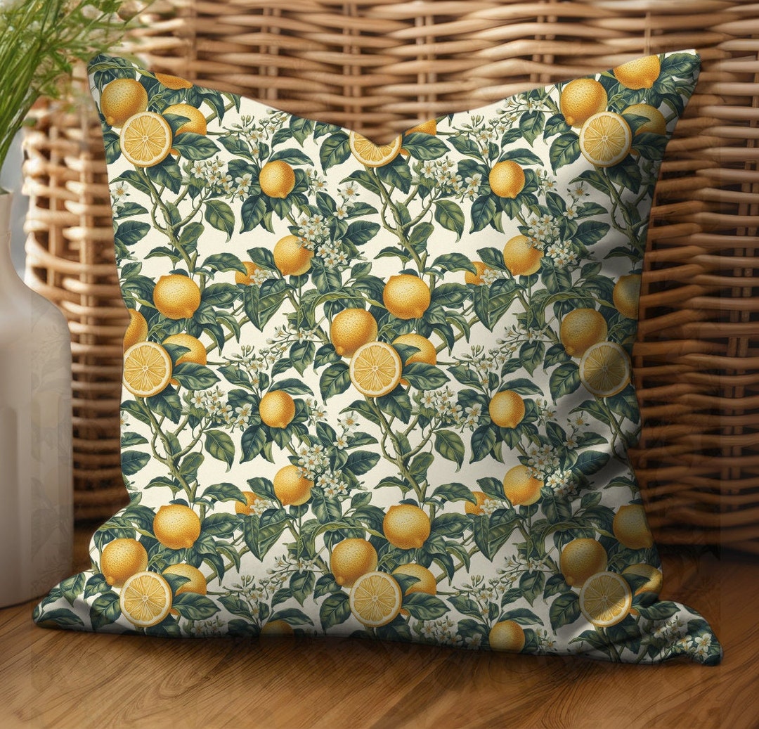 Lemon Decore Arte Nouveau Decorator Throw Pillow, Cottagecore Florall ...