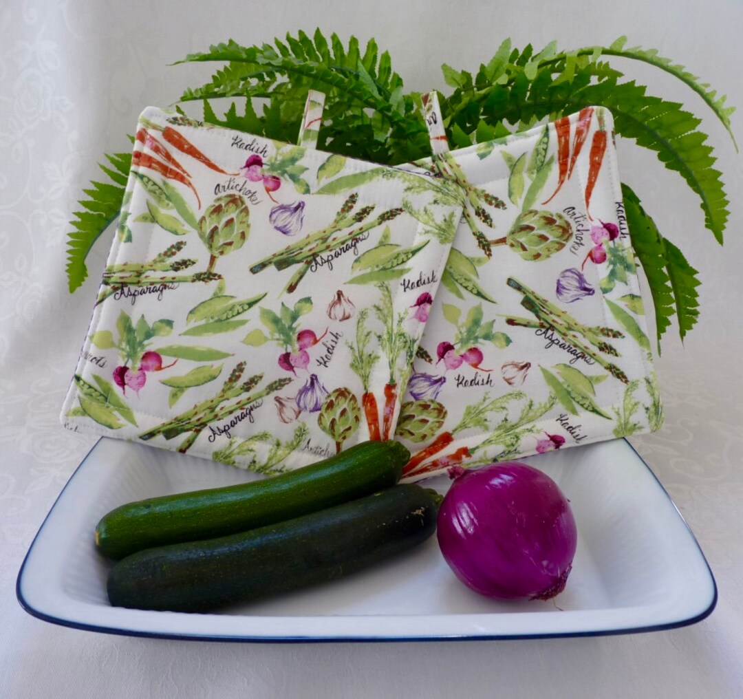 Spring Vegetables Handmade Pot Holders - Set of 2, Teacher Gift, Gift ...