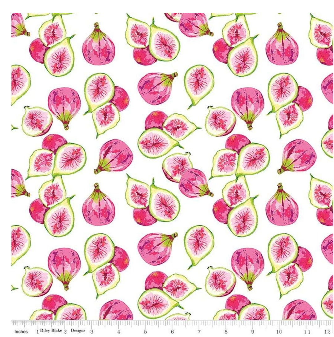 Pink Figs on White Riley Blake Designs Fruitful Pleasures Cotton Fabric ...