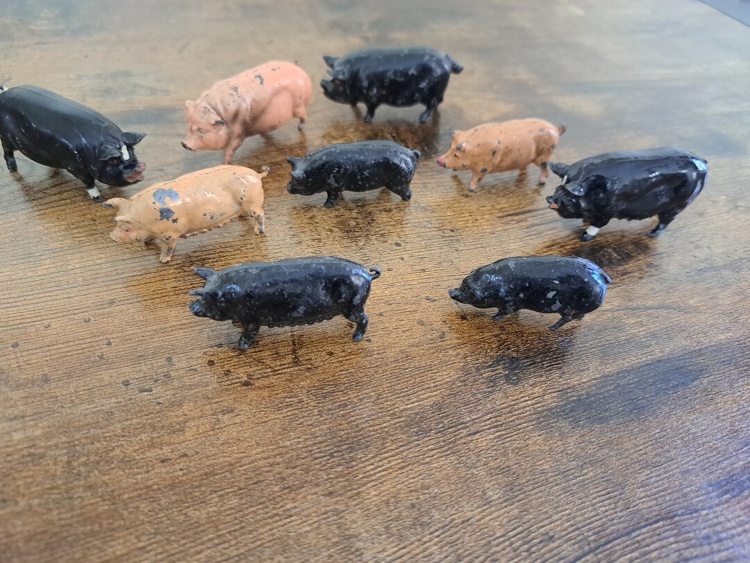 Early Britains Johillco Farm Animals, 9 Pig Lead Figurines, Collectable ...