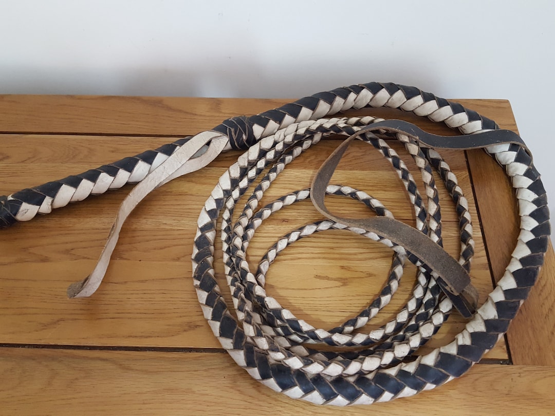 Vintage Leather Bullwhip, Braided Whip, 16 Foot Long, Livestock Tool ...