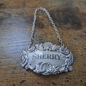 Vintage Silver Bottle Label, Sherry Label, S J Rose & Son, 1973, Solid ...