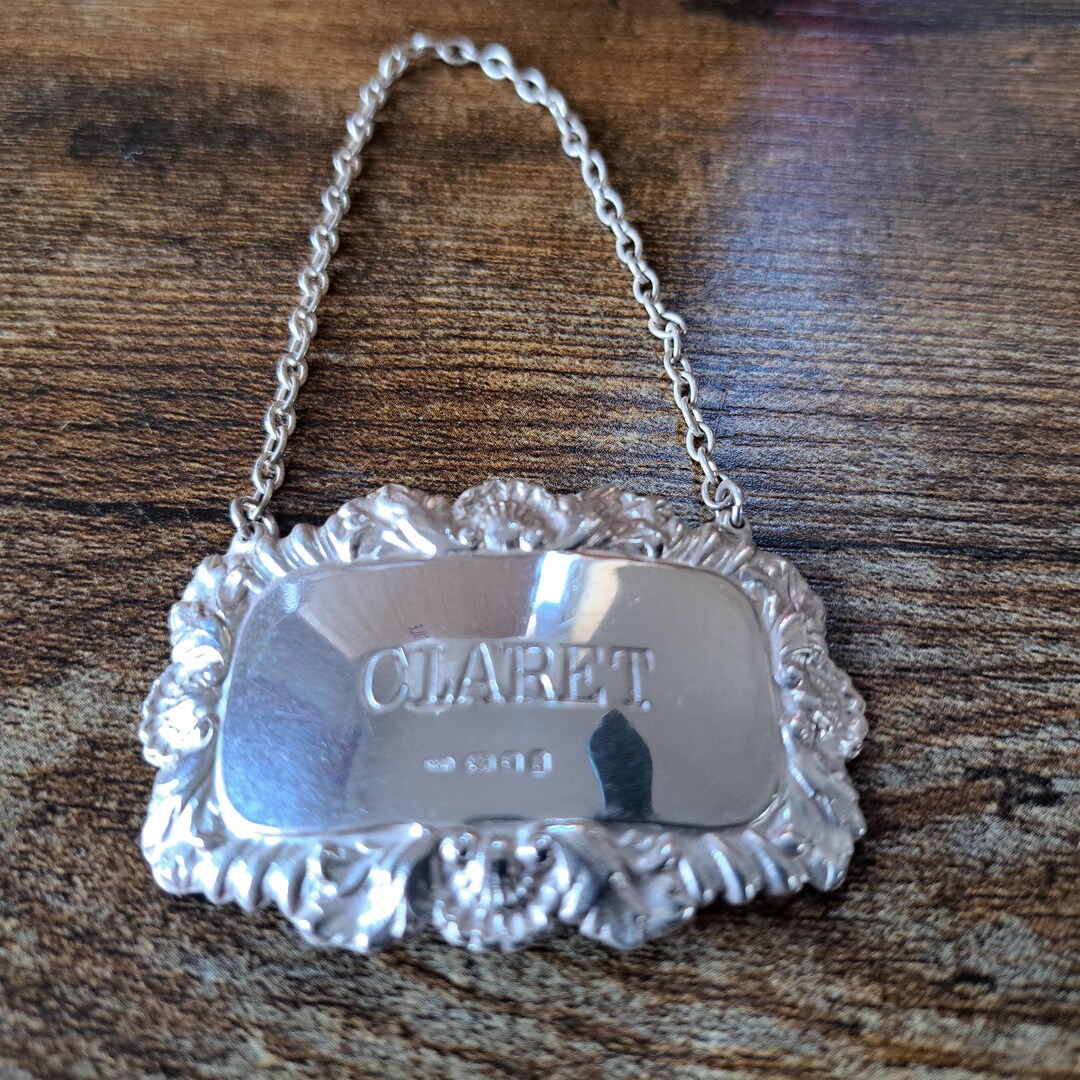 Vintage Silver Bottle Label, Claret Label, Richards and Knight, 1974 ...