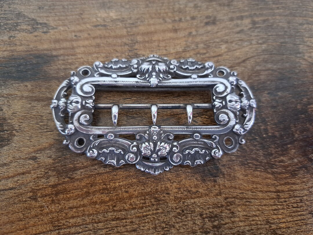 Antique Silver Belt Buckle, 1890, Victorian Solid Silver Buckle - Etsy