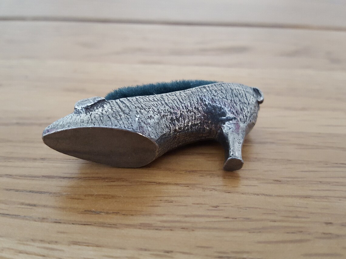 Antique Pewter Pin Cushion Shoe Shaped Vintage Sewing - Etsy