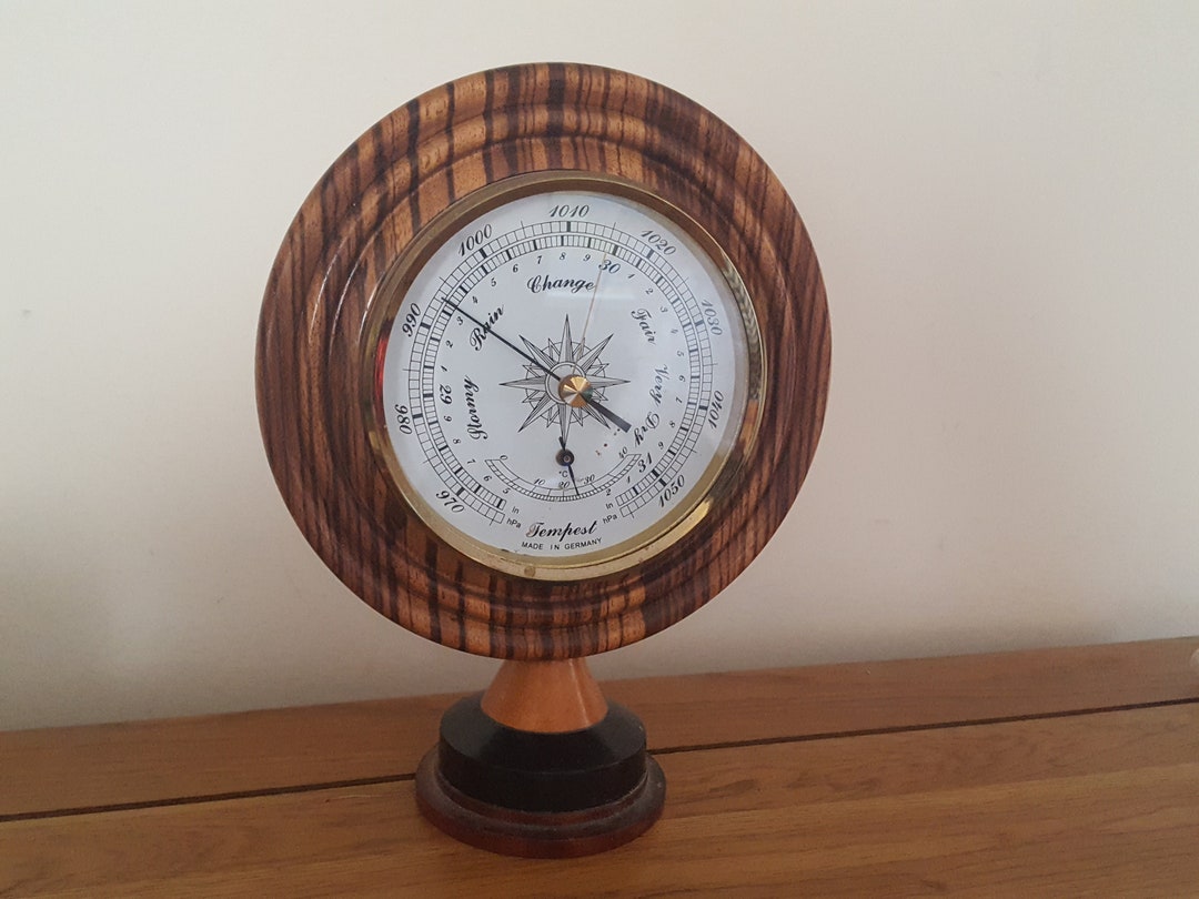 Antique Tempest Barometer, Wooden Weather Instrument, German Cased ...
