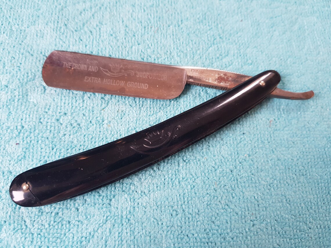Vintage Crown & Sword Straight Razor, Germany Solingen, Friedrich Ern ...