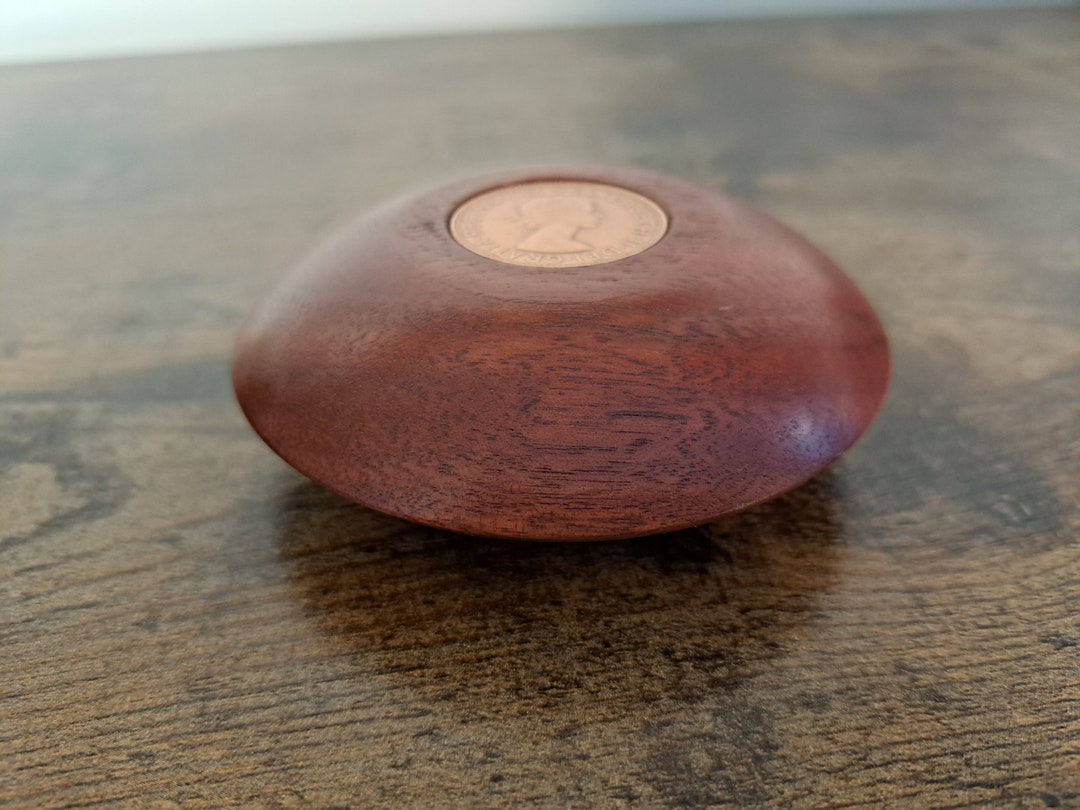 Australian Wooden Paperweight, Paperweight With Coin, Desk Item ...