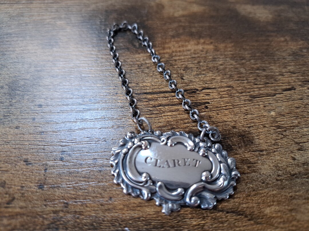 Antique Silver Bottle Label, Claret Label, Solid Silver Decanter Label ...