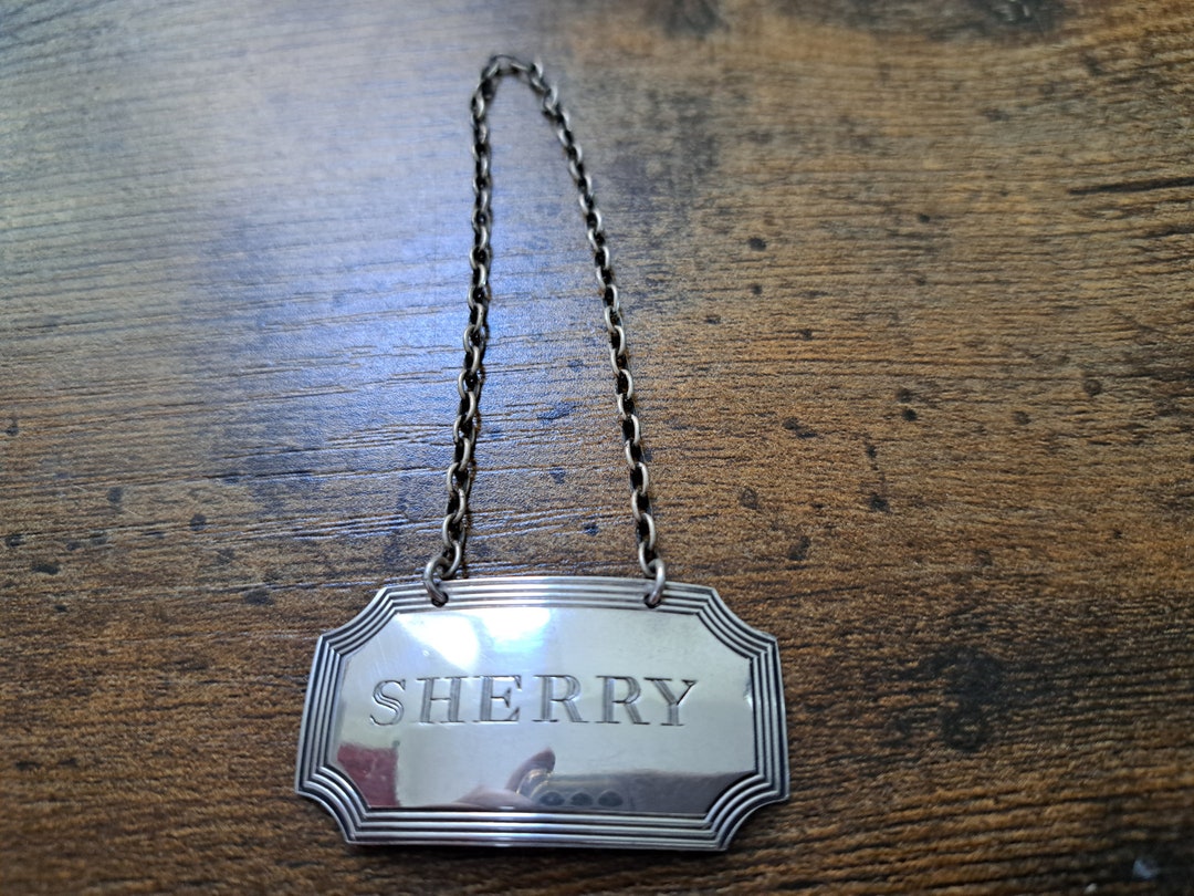 Vintage SHERRY Silver Hallmarked Decanter Label, Harman Brothers ...