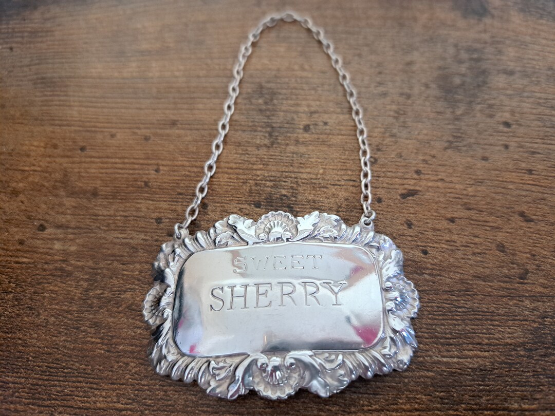 Vintage Silver Bottle Label, Sweet Sherry Label, J B Chatterley & Sons ...