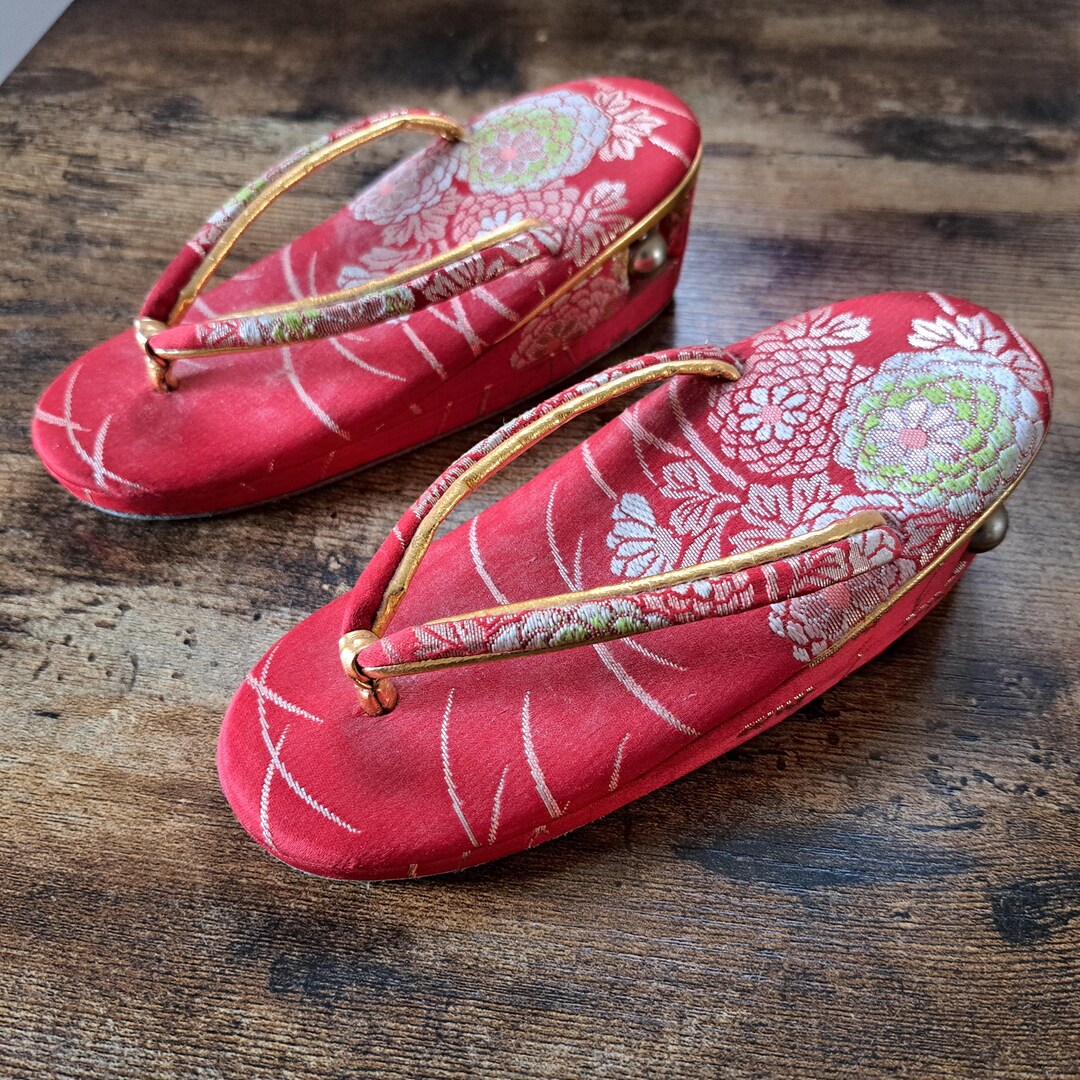 Vintage Pair of Red Japanese Okobo Child's Sandals, Young Girl/coming ...