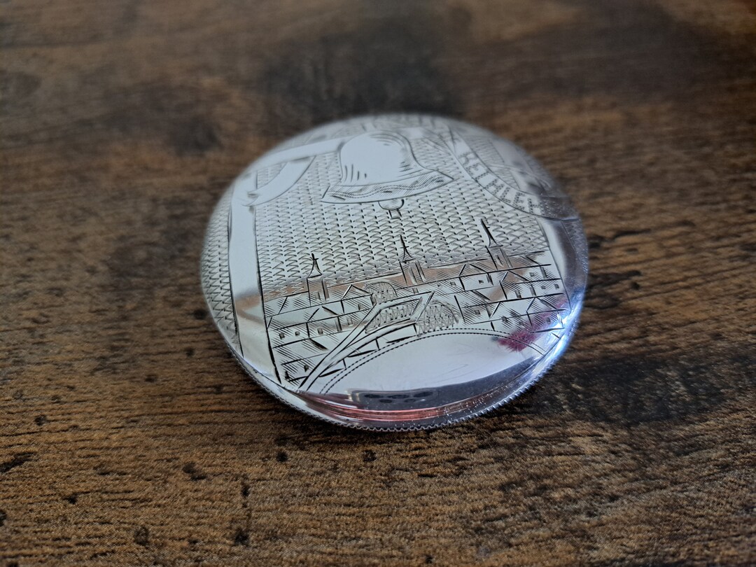 Vintage Solid Silver Powder Compact, Stamped 833 SILVER Bethlehem ...