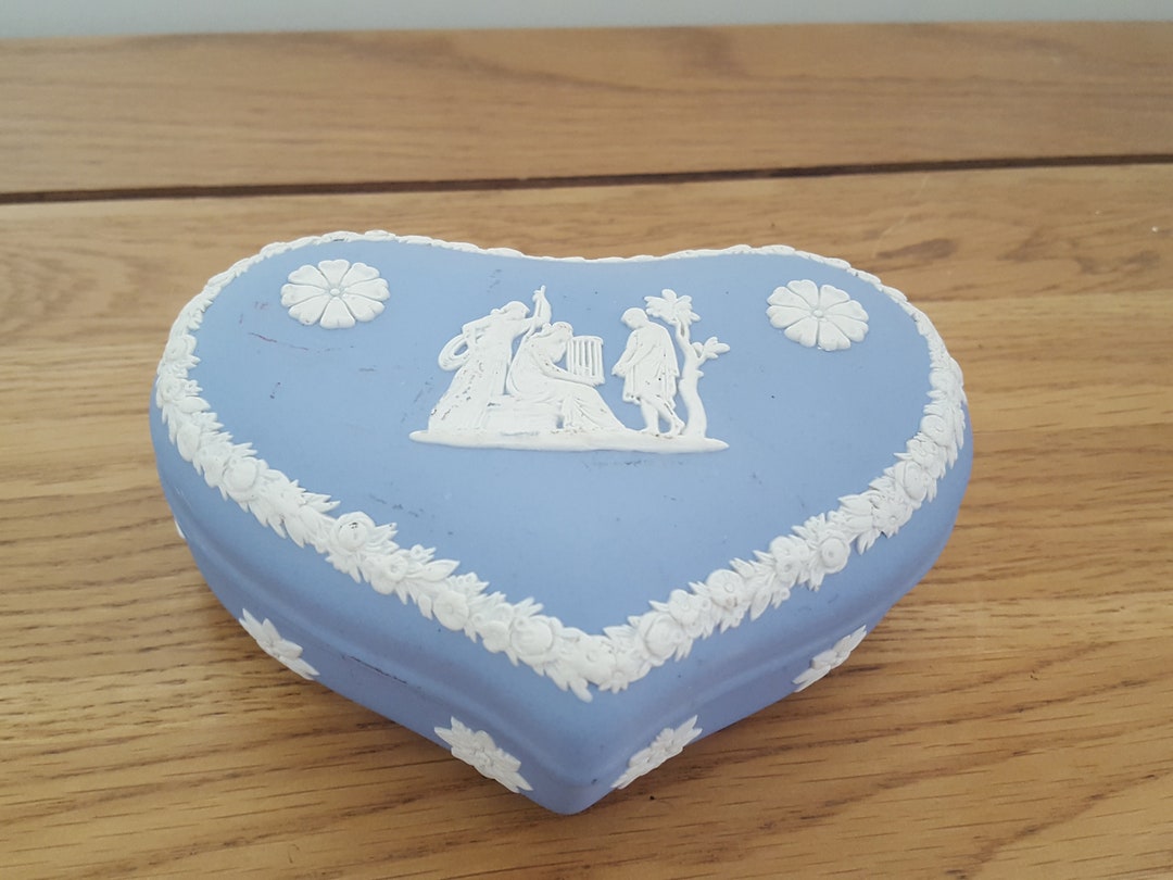 Vintage Wedgwood Trinket Box, Jasper Ware Heart Shaped Pot, Lidded ...