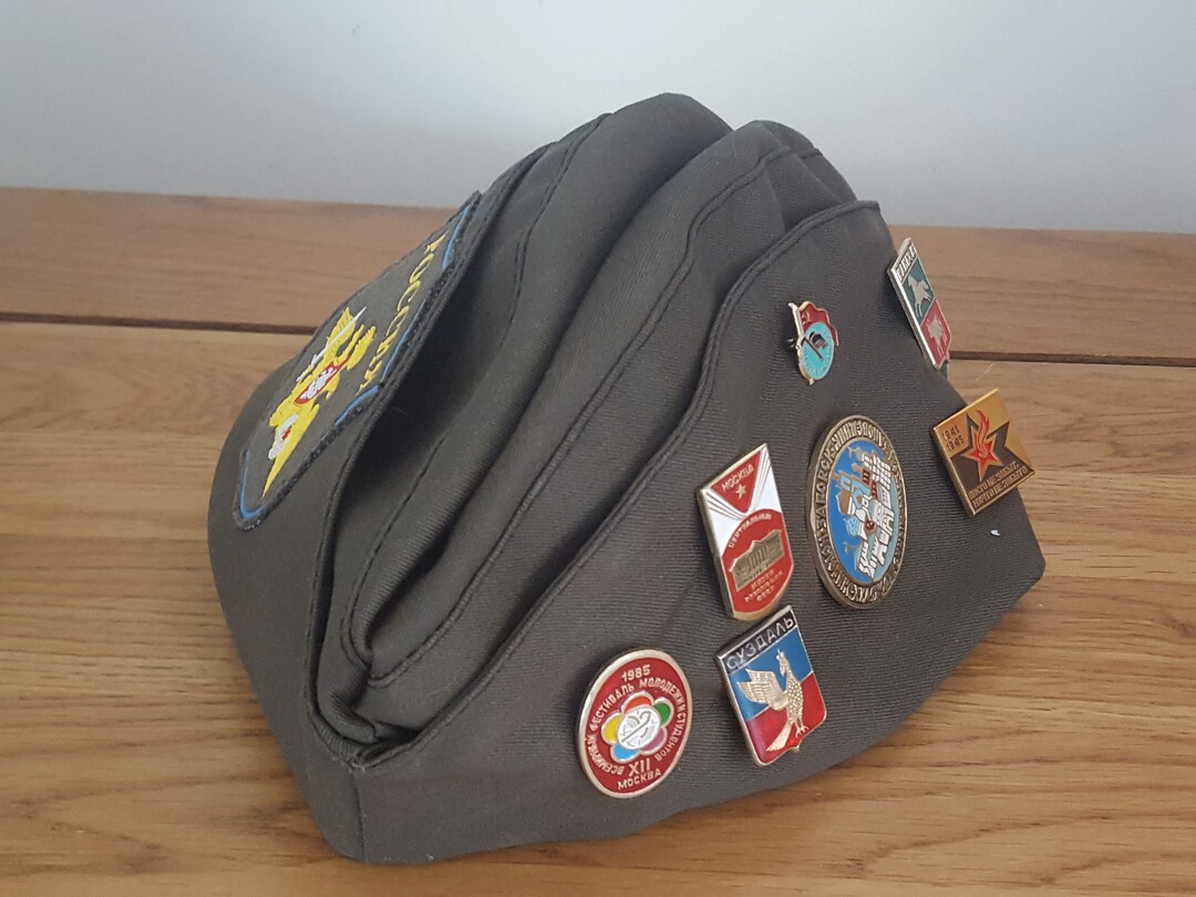 Vintage Russian Soviet Pilotka Cap and Badges Russian - Etsy