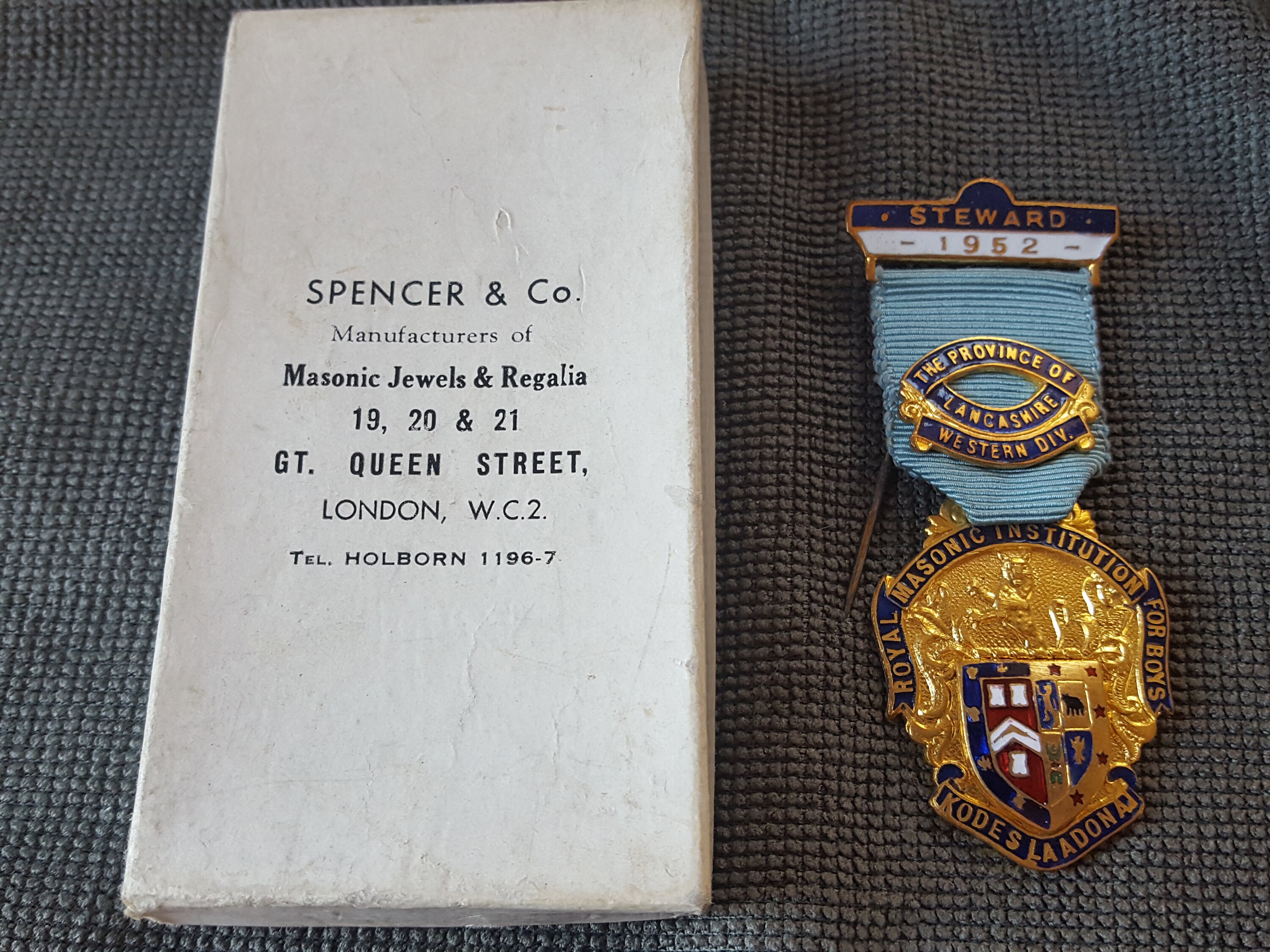 Collectibles Steward Badge and Ribbon Spencer & Co Royal Masonic ...