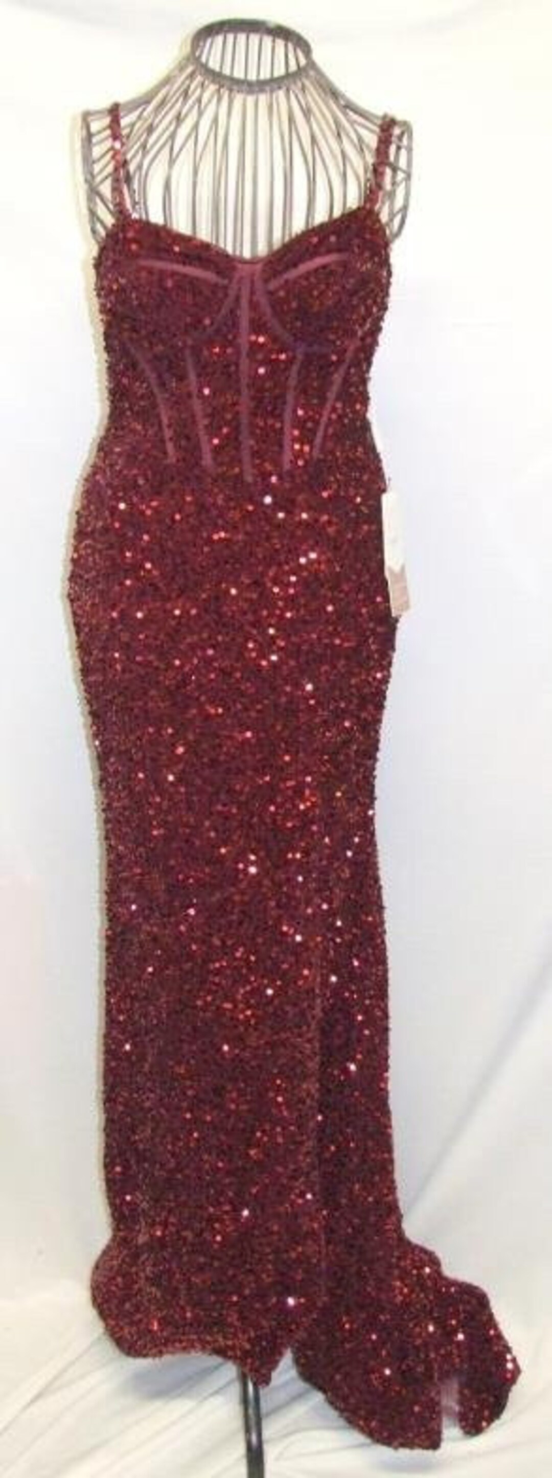 Stacee's Dark Red Sequinned Evening Dress, Size 8, Gown, Prom Dress ...