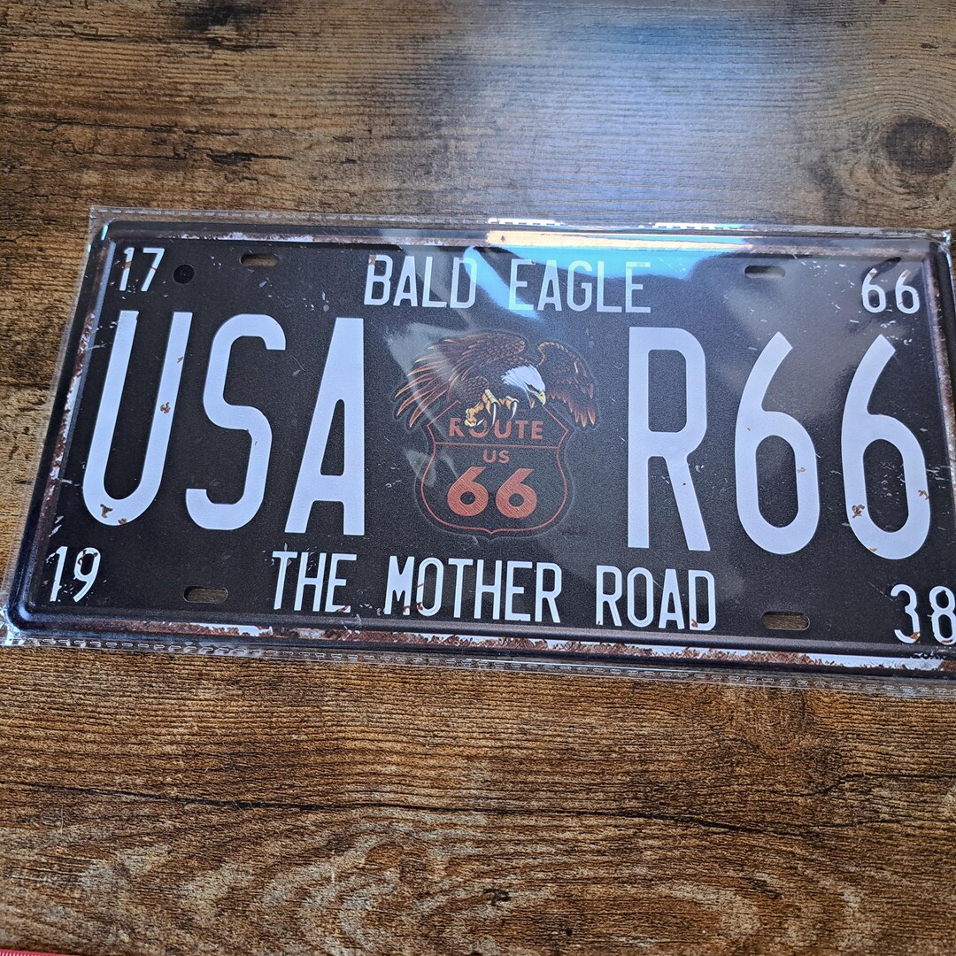 USA Number Plate Tin Sign, Stylised Sign, Wall Hanging, Route 66, the ...