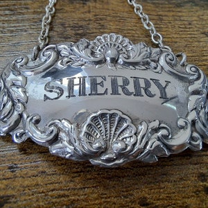 Vintage Silver Bottle Label, Sherry Label, S J Rose & Son, 1973, Solid ...