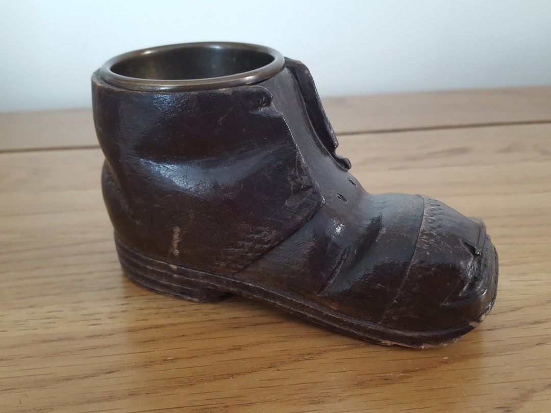 Vintage Wooden Black Forest Shoe Inkwell, Carved Boot Inkwell - Etsy