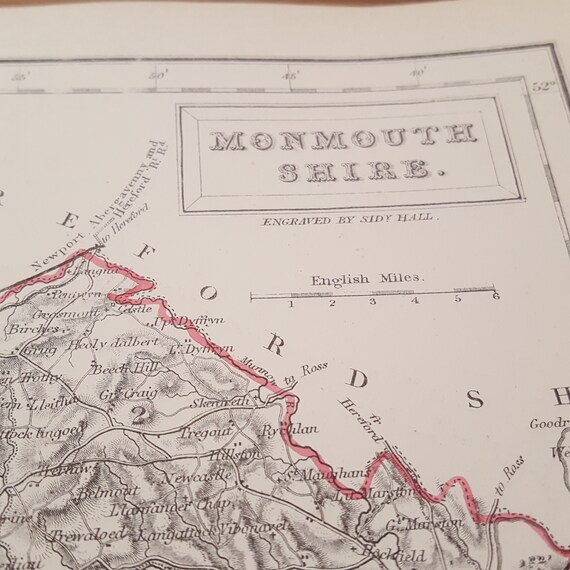 Home Décor Home & Living Monmouthshire Antique Folding Map 1840s ...