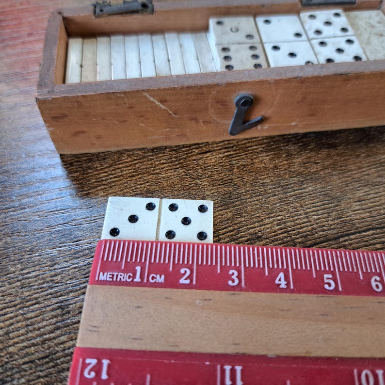 Antique Miniature Bone & Ebony Dominoes Set in Wooden Case, Miniature ...