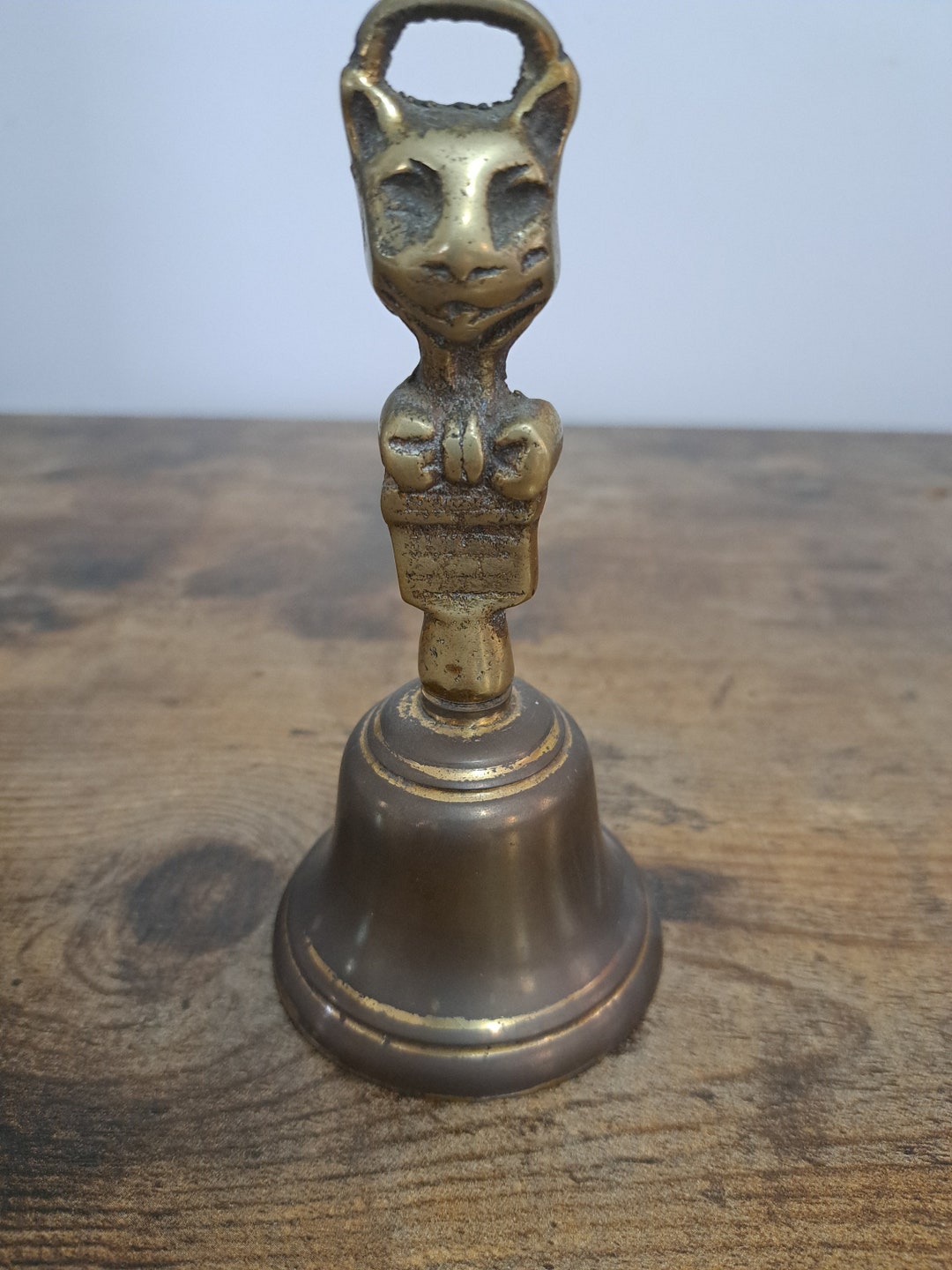 Vintage Cat Bell, Brass Hand Bell, Working Bell, Ornament, Brass ...