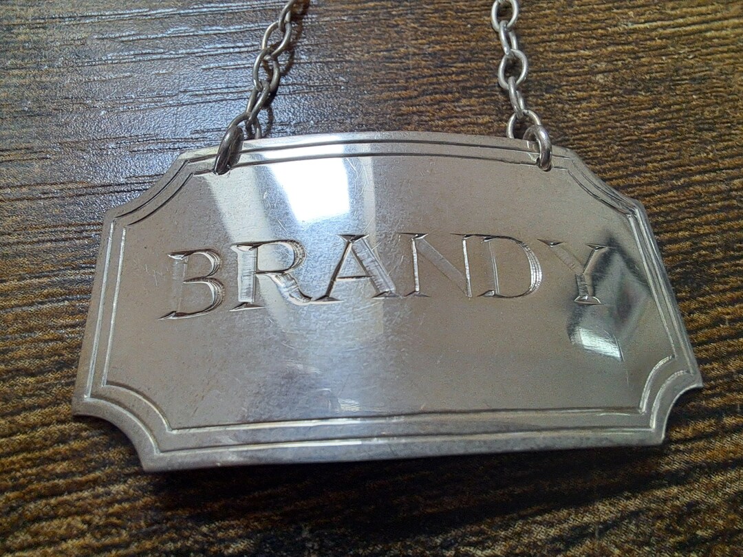 Vintage Silver Bottle Label, Brandy Label, Hampton Utilities , 1985 ...