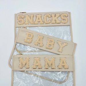 Baby and Mama Clear Pouch With Patches, Baby Shower Gift, Hospital Bag ...