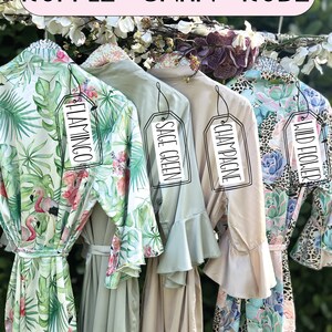Ruffle Tropical Leaf Print Robes, Bridal Party Robes, Silk Robes ...
