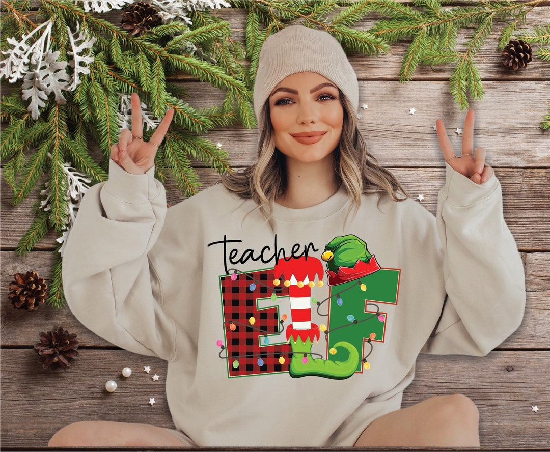 Teacher Personalized Elf Sweatshirts, Family Matching Holiday Hoodies ...