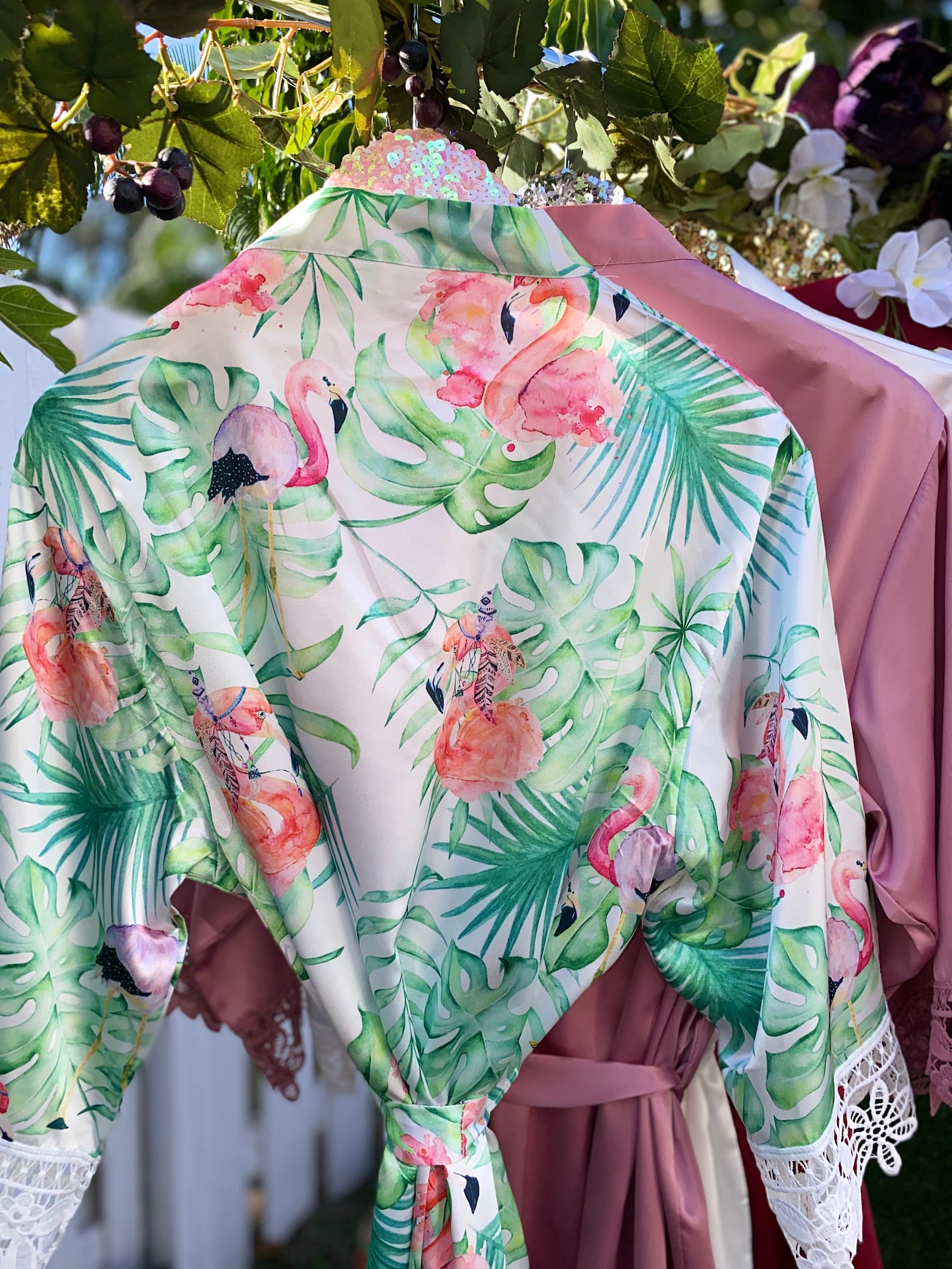 Tropical Leaf Print Robes Bridal Party Robes Silk Robes - Etsy