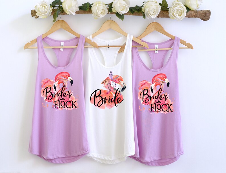 Bride's Flock Tank Tops Flamingo Bachelorette Party - Etsy