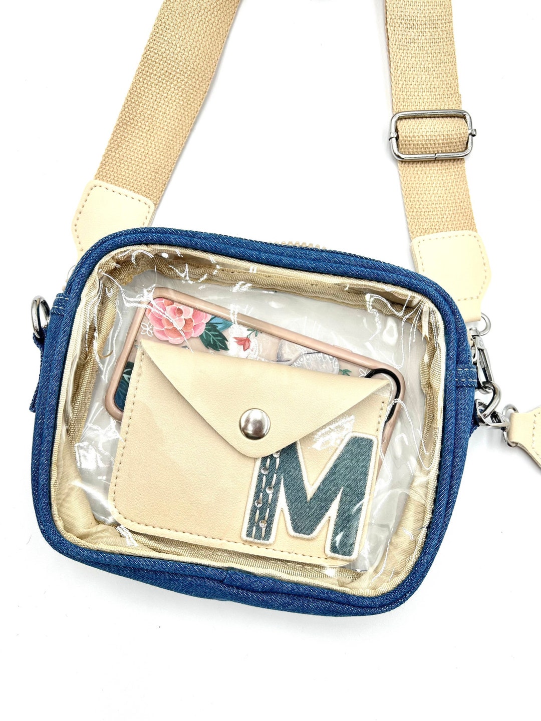 Stadium Bag, Clear Stadium Bag, Denim Clear Concert Purse, Clear Bag ...