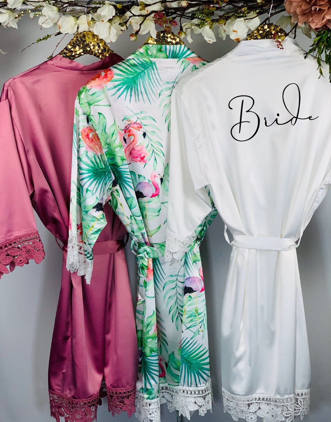 Tropical Leaf Print Bridesmaid Robes, Bridal Party Robes, Silk Robes ...
