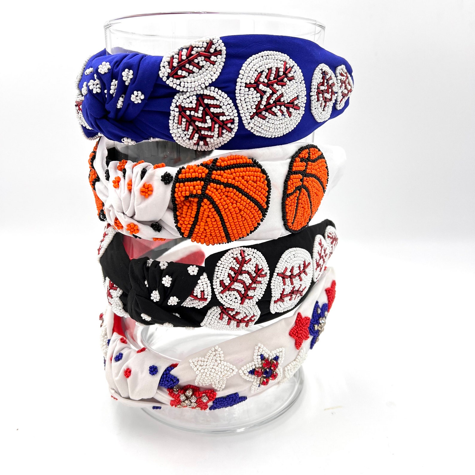 Basketball Headband for Women, Beaded Baseball Headband for Girls, USA ...