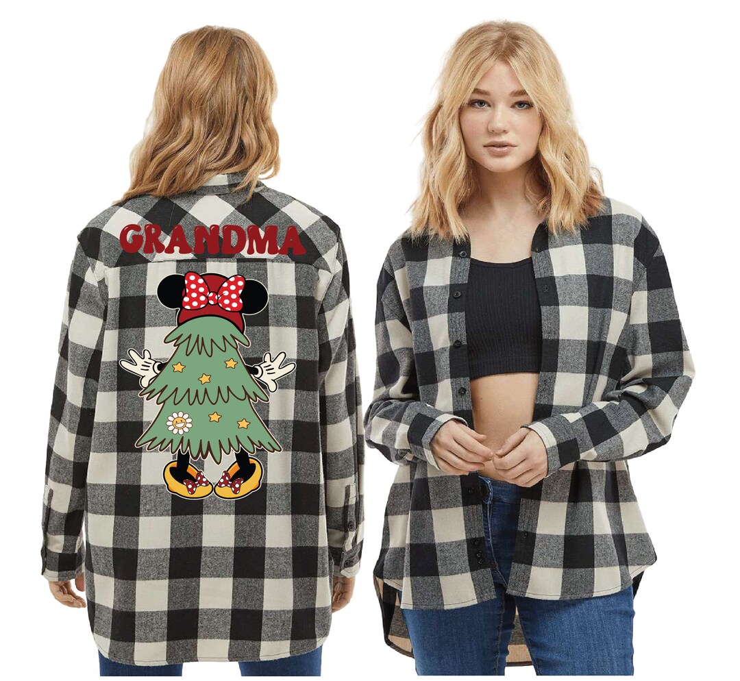 Minnie Mouse Flannel Shirts, Oversize Shirt, Minnie Christmas Tree ...