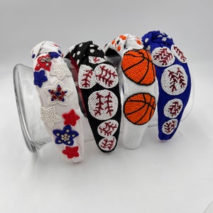 Basketball Headband for Women, Beaded Baseball Headband for Girls, USA ...