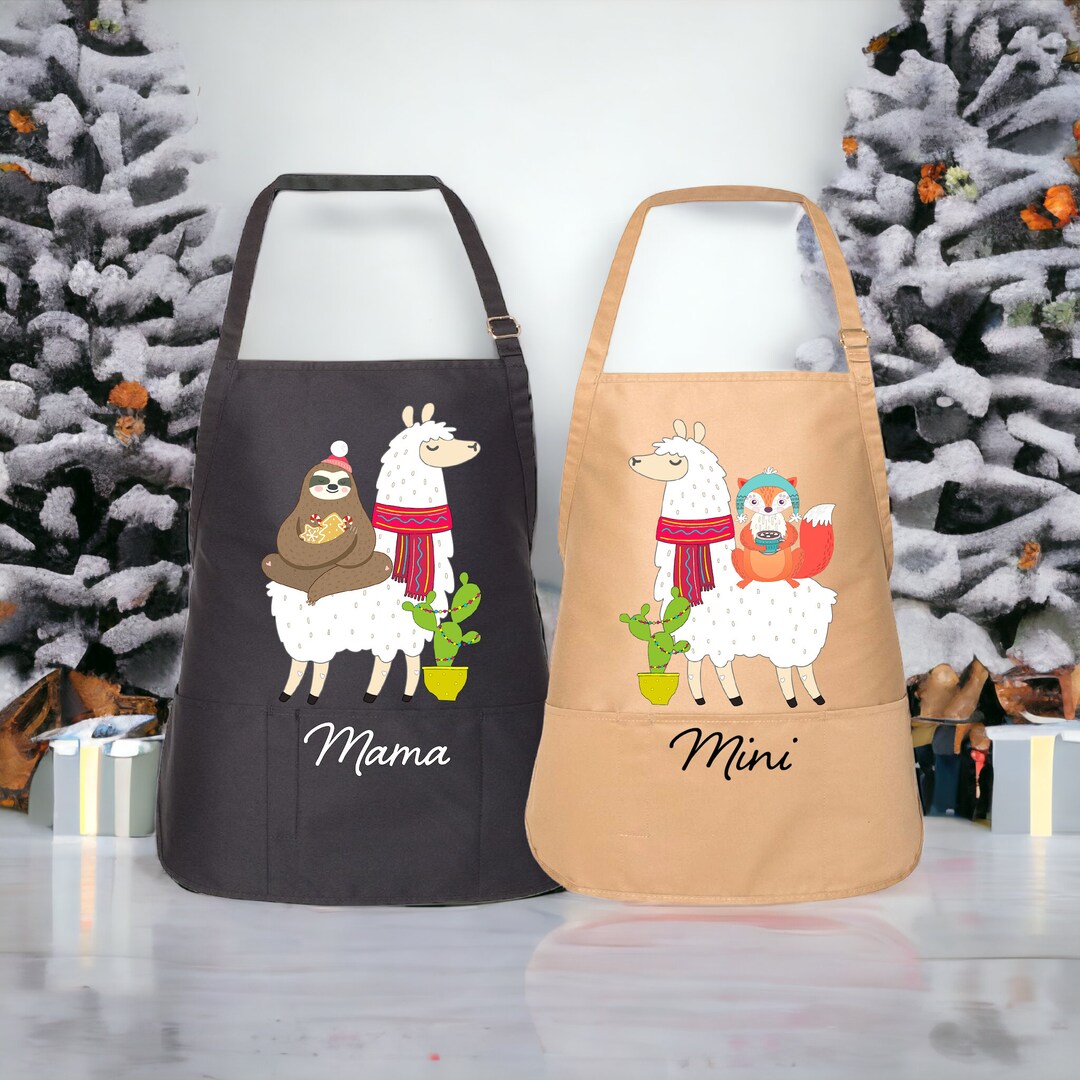 Personalized Aprons for Adults and Kids, Holiday Apron, Llama Apron ...